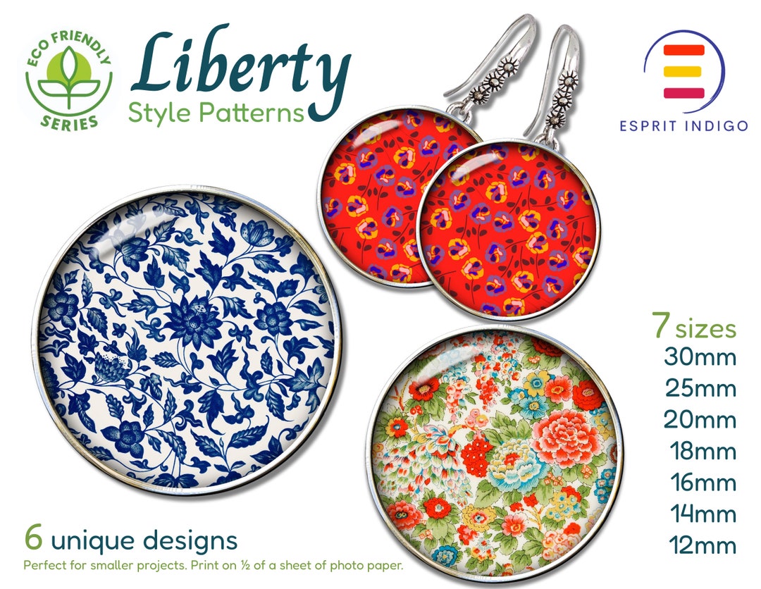 Liberty Patterns floral Images for Cabochons Jewelry Making Glass ...