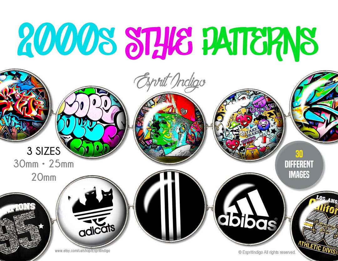 2000s STYLE Patterns Images for Cabochons Jewelry Making 30mm - Etsy