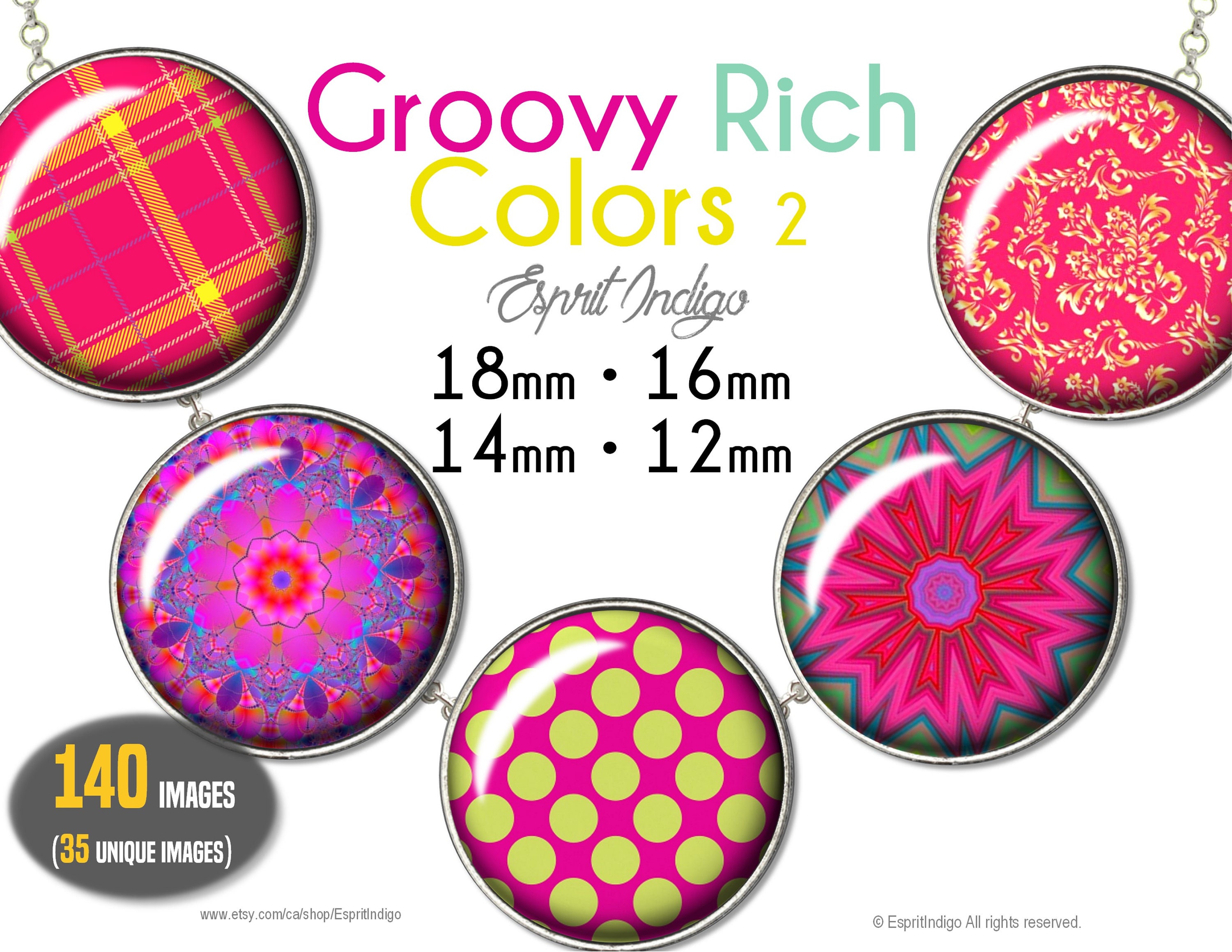 RICH COLORS Theme 2 Round Images for Cabochon Jewelry Making | Etsy