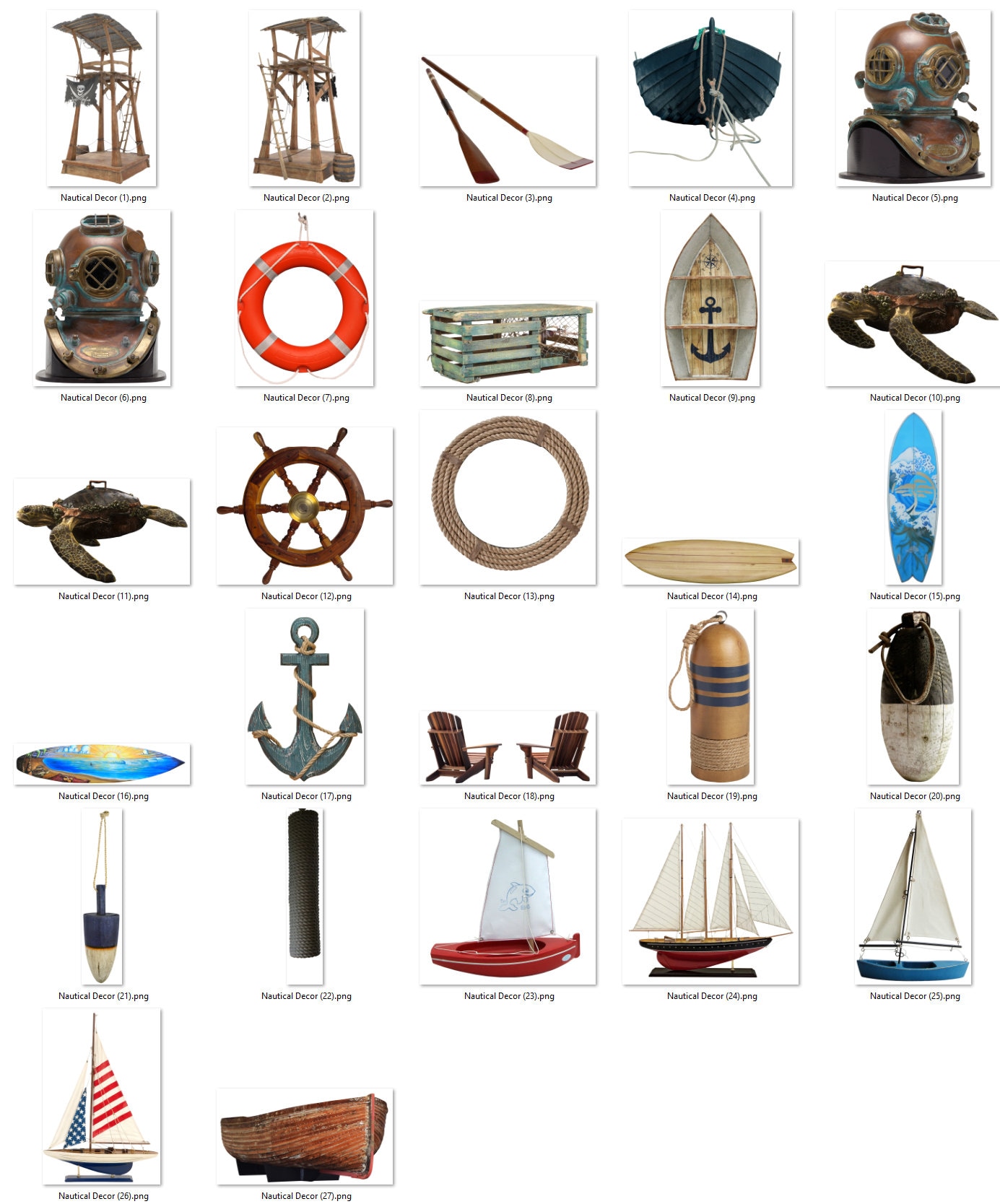 Nautical Decor Photoshop Overlays In PNG Format Nautical | Etsy