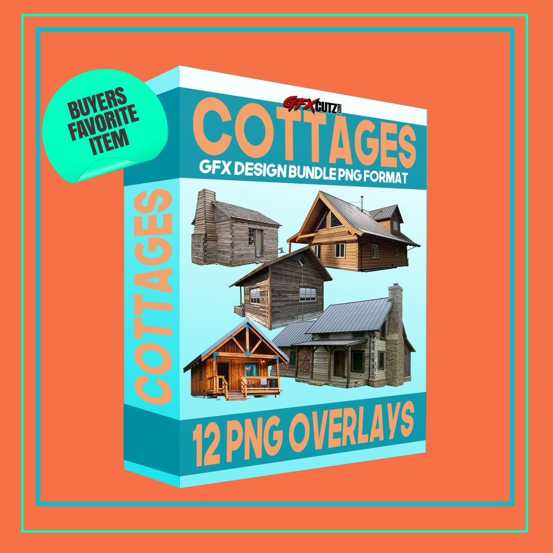 Cottages GFX Graphic Photoshop Overlays Design Bundle - No Background ...