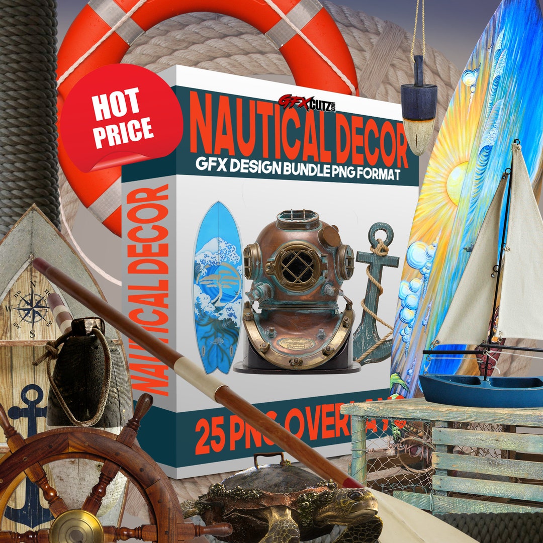 Nautical Decor, Photoshop Overlays, in PNG Format - Nautical, Ocean ...