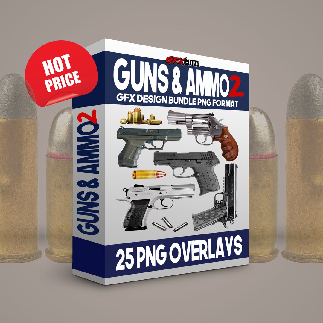 Guns & Ammo Vol 2 GFX Design Bundle PNG Format No Background Images - Etsy