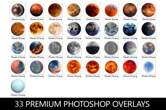 Planet Photoshop Overlays in Png Format Space Overlay Moon - Etsy UK