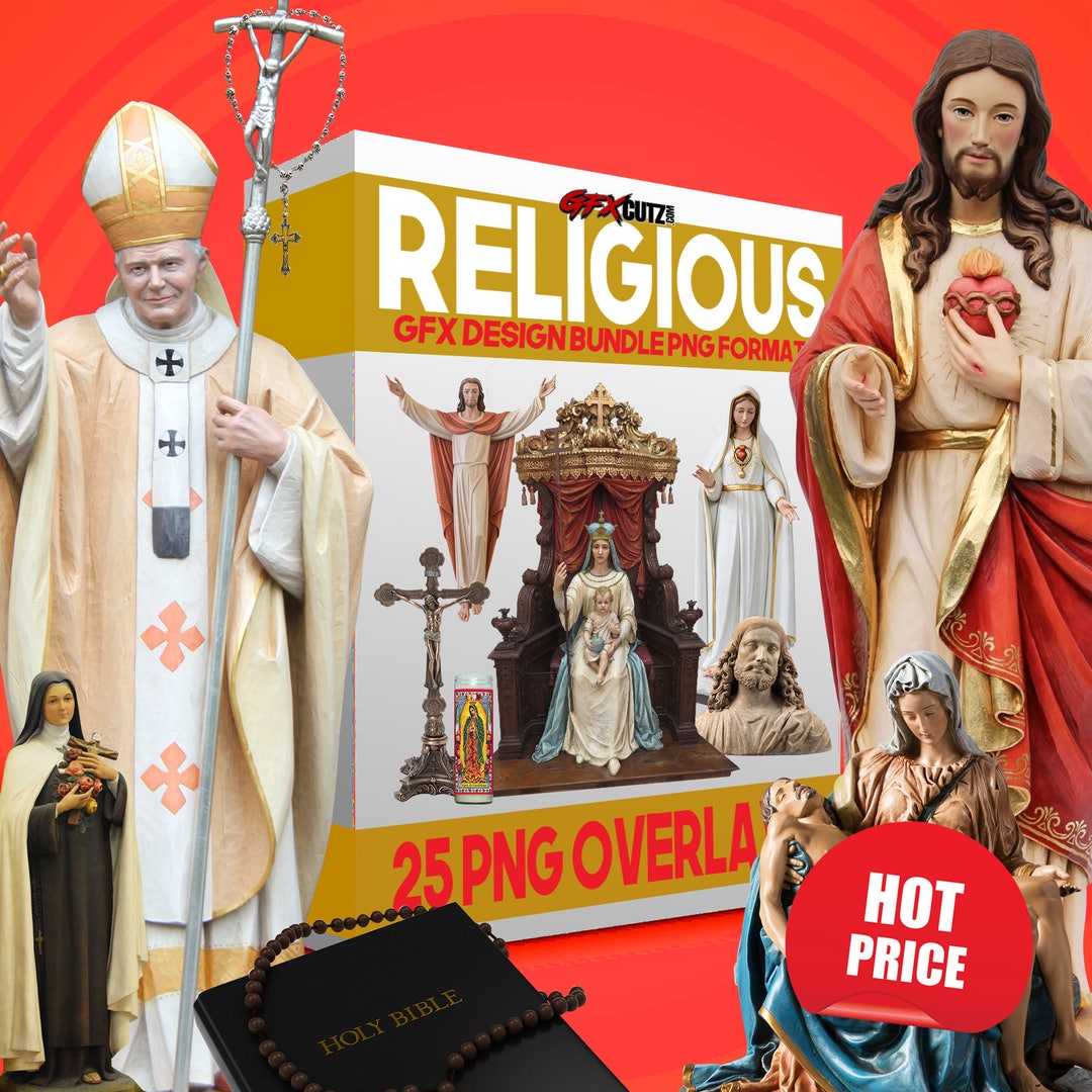 Religious GFX Design Bundle PNG Format - Jesus Overlay, Pope Overlay ...
