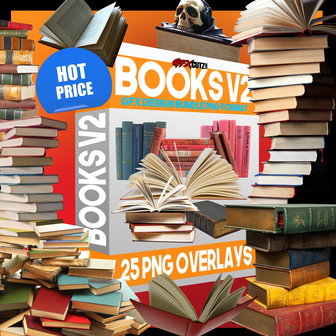 Books V2, Photoshop Overlay, PNG ( School Clipart, Fantasy Overlays ...