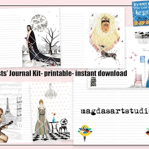 Journal Kit, Printable, Art Journal, 16 Pages With 16 Different Images ...