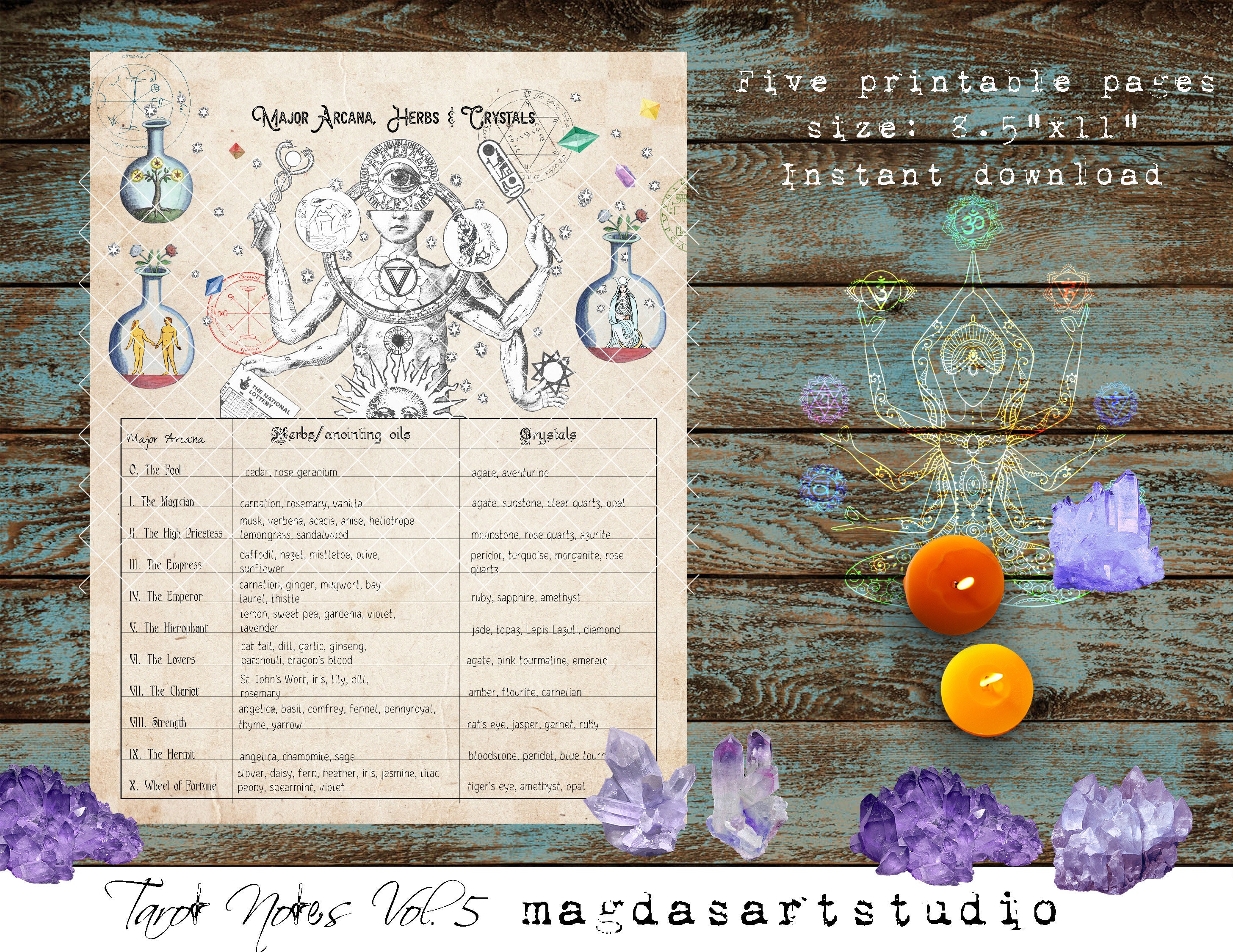 Tarot Notes Vol.5, Printable Pages, Tarot, Tarot, Crystals and Herbs ...