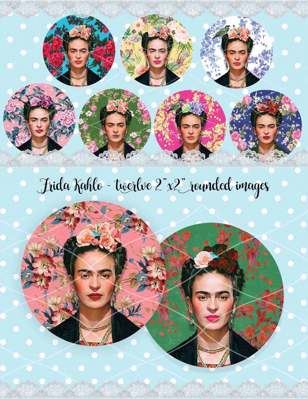 Digital Collage Sheet Frida Kahlo 2x2craft - Etsy