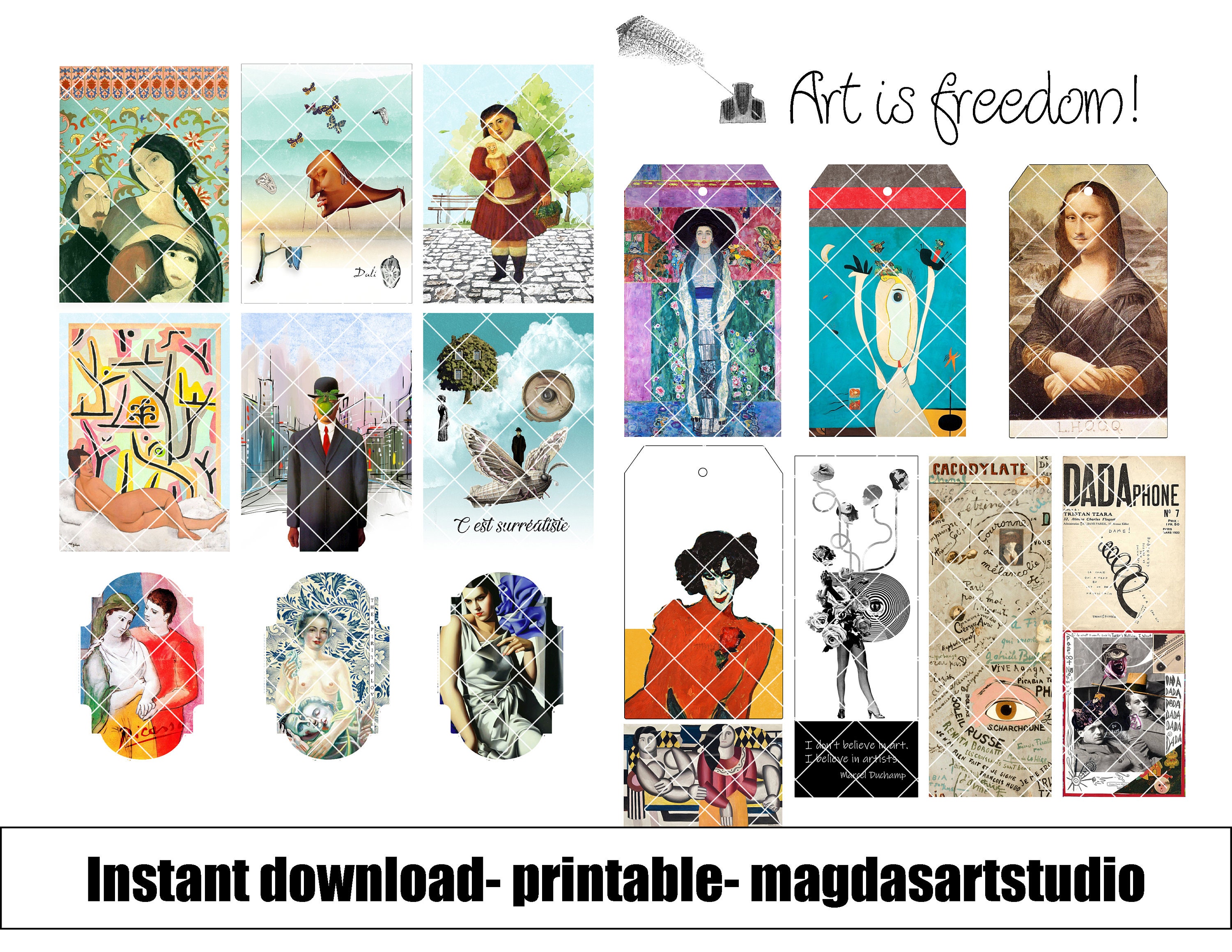 Journal Kit Printable Art Journal 16 Pages With 16 | Etsy