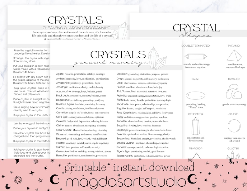 Crystals Printable Pages Crystal Grids Crystal Magic - Etsy