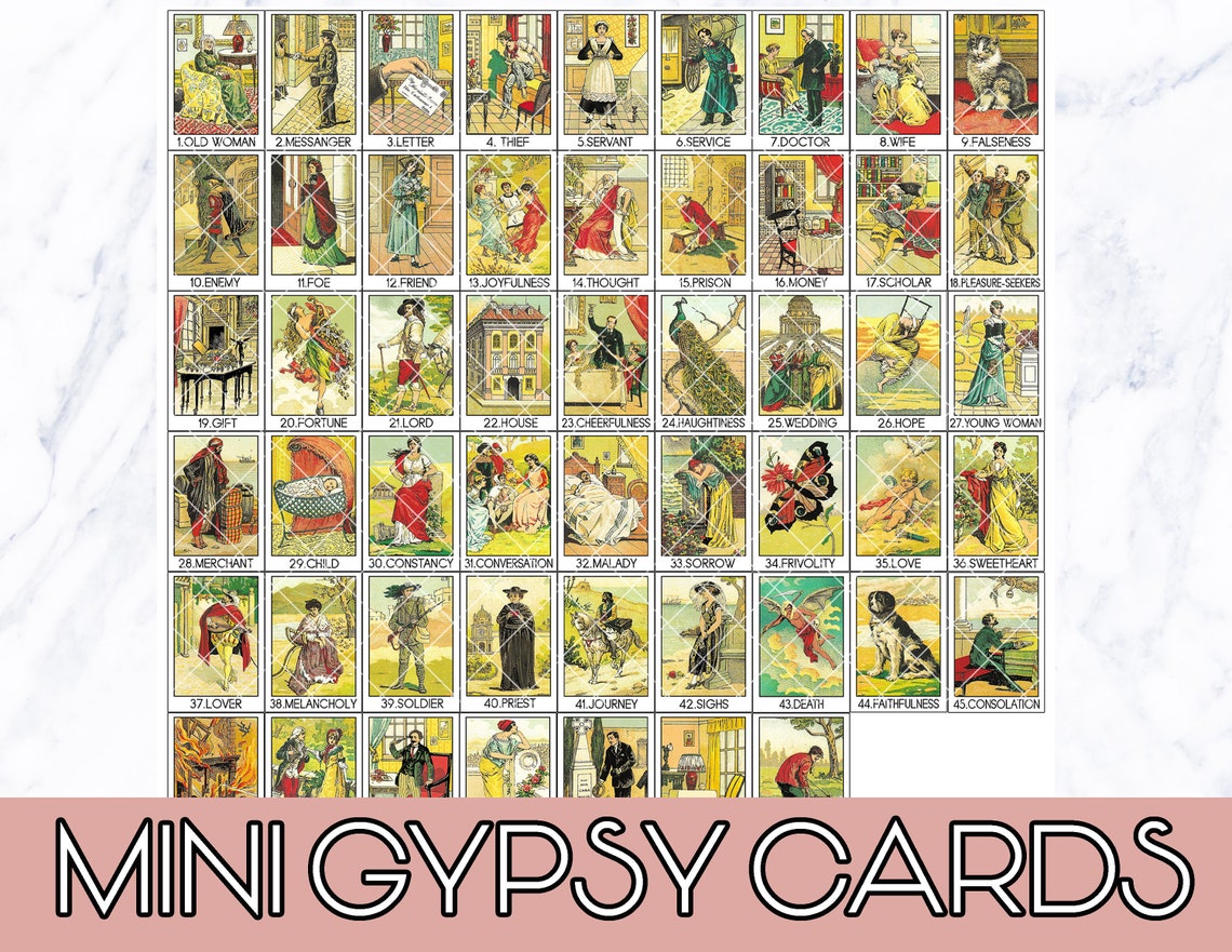 Oracle Cards, Miniature, Gypsy Oracle Cards, Mini Size, Printable ...