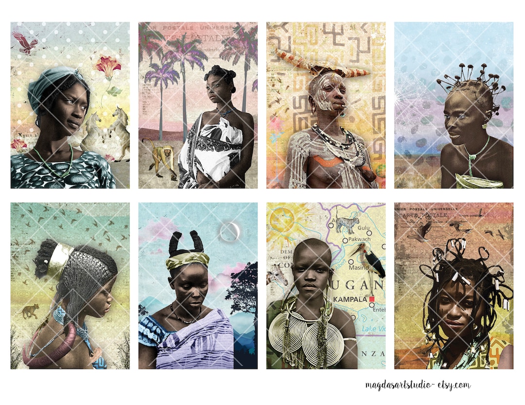 Collage Sheet, African Woman, Africa, Atc, Aceo, Digital Collage Sheet ...