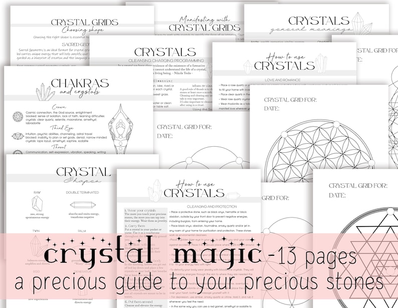 Crystals Printable Pages Crystal Grids Crystal Magic - Etsy