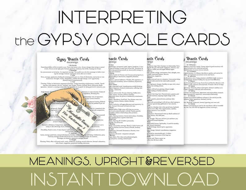 Gypsy Oracle Cards, Printable, Meanings, Spreads, How to Read, Sibylle ...