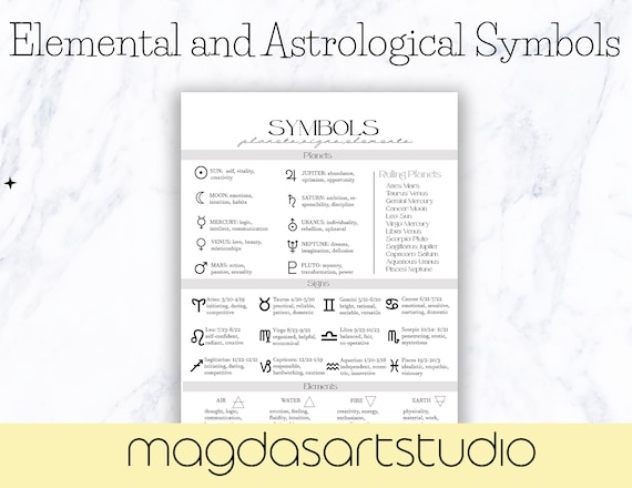 Symbols Planets Signs Elements Printable Page Book of - Etsy