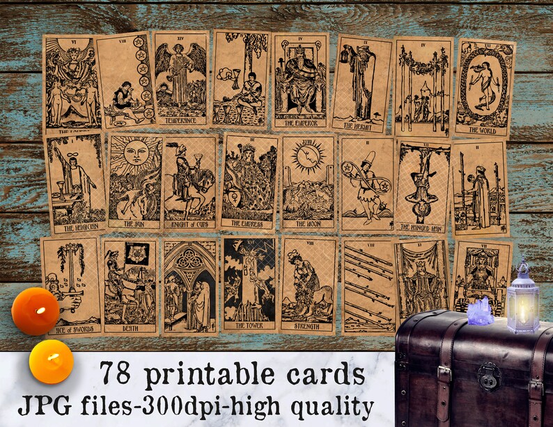 Tarot Cards Printable Tarot Deck Vintage Style Tarot - Etsy Canada