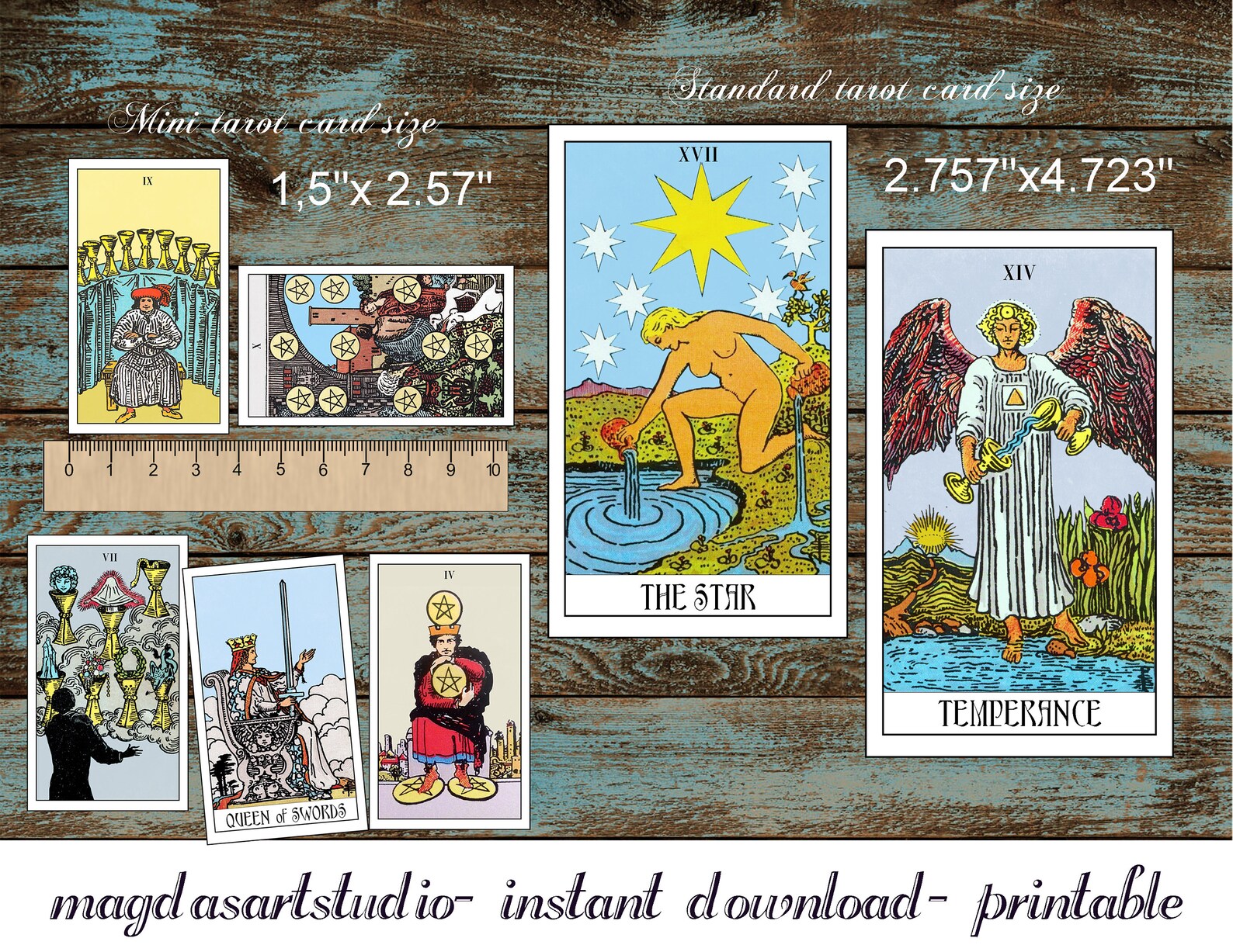Mini Tarot Cards Deck Printable Rider Waite Tarot Cards - Etsy Canada
