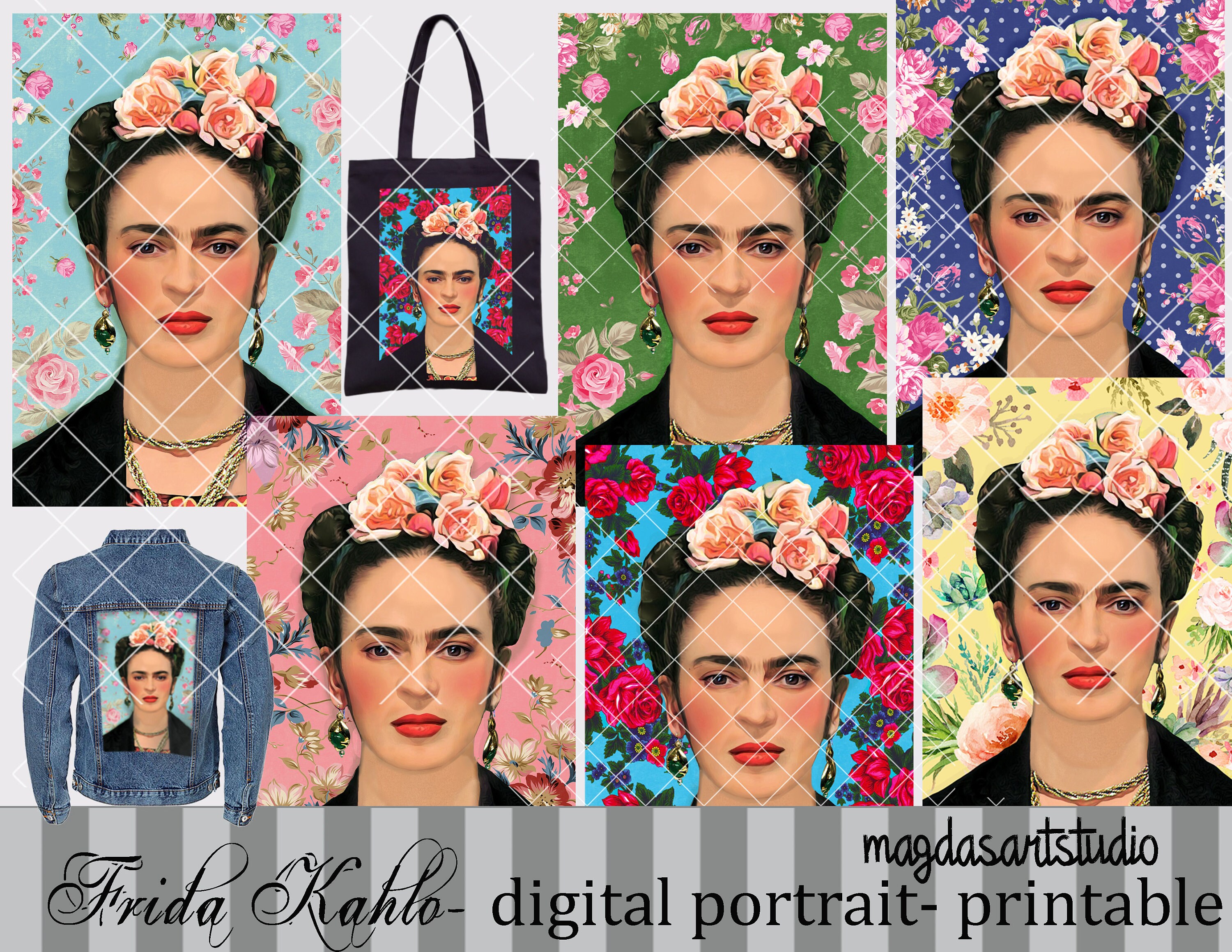 Frida Kahlo Digital Portrait Printable Instant Download - Etsy