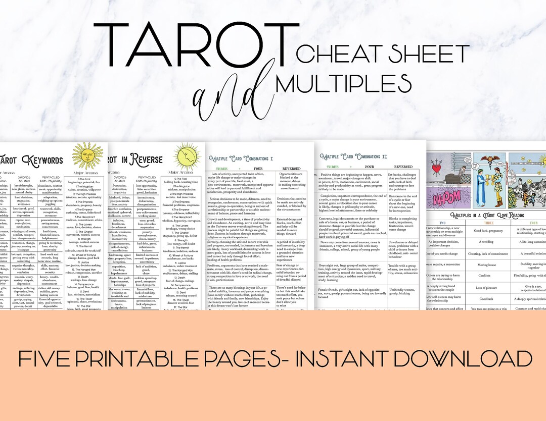 Tarot Notes Vol.1, Printable Pages, Tarot Cheat Sheet, Tarot Card ...