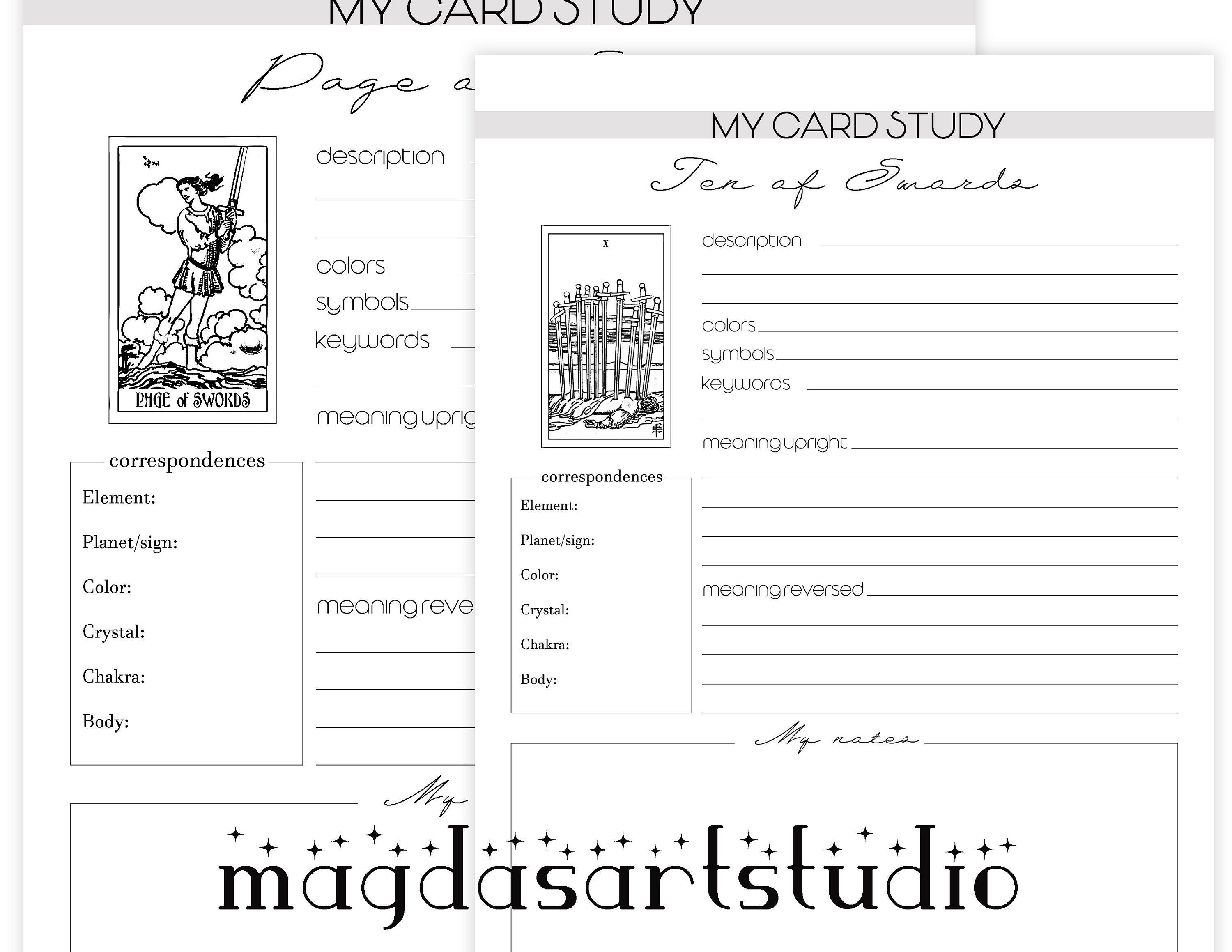 Tarot Journal Tarot Card Study Sheets Printable Pages 78 - Etsy