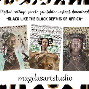 Africa, Collage Sheet, Printable, African Woman, African Tribal, Tribal ...
