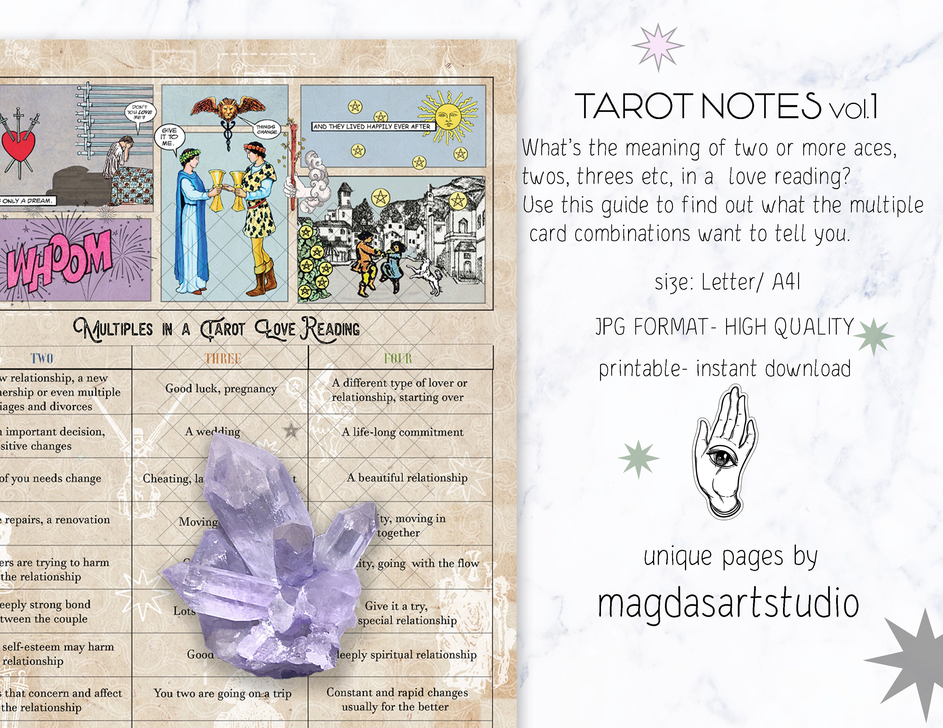 Tarot Notes Vol.1 Tarot Cheat Sheet Printable Tarot Card | Etsy