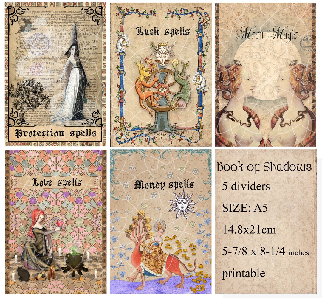 Book of Shadows, Printable Page , Divider, Front Cover, Medieval Art ...