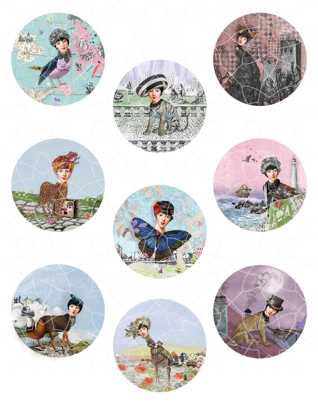 Digital Collage Sheet, 9 Round Images,2.5 Inches/6.35 Cm, R013 ...