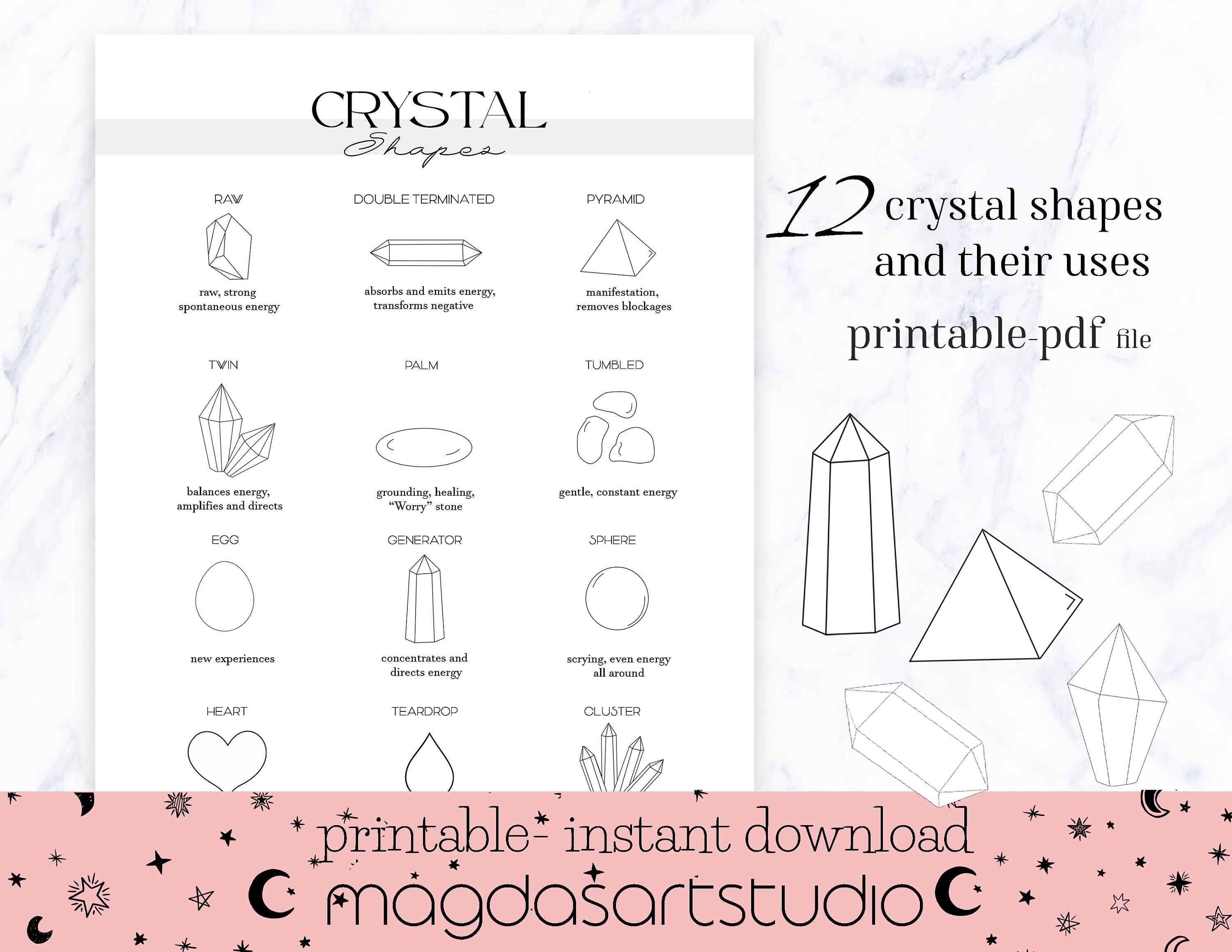 Crystals Printable Pages Crystal Grids Crystal Magic | Etsy