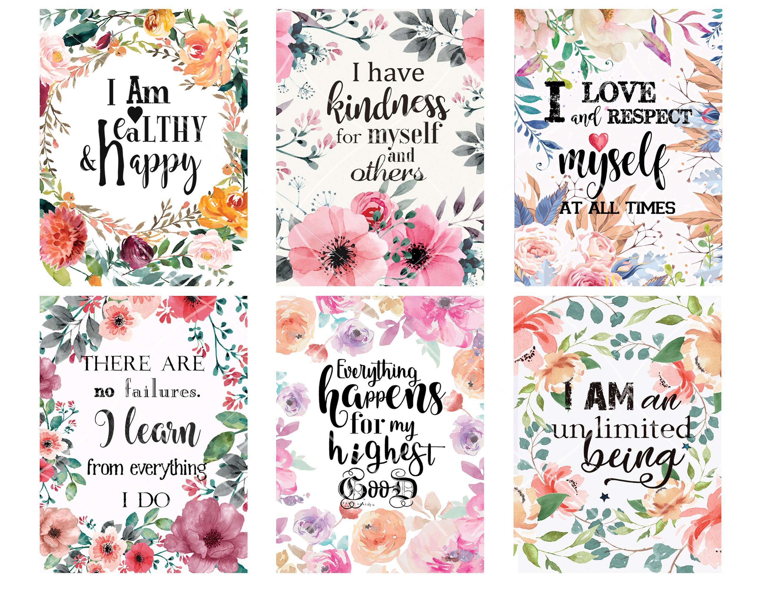 Digital Collage Sheet, Affirmations, Inspirational, Digital Cards ...