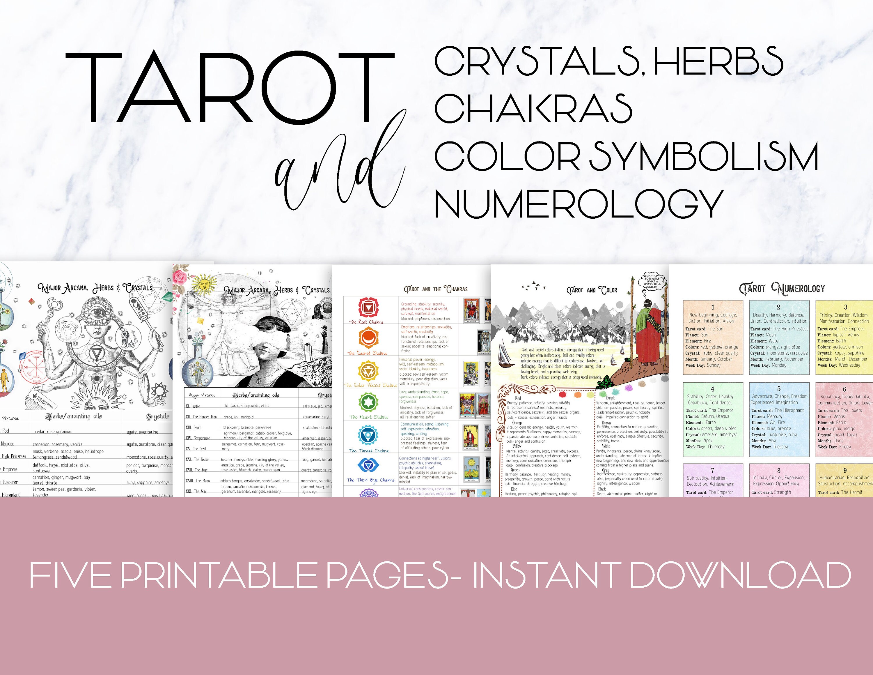 Tarot Notes Vol.5, Printable Pages, Tarot, Tarot, Crystals and Herbs ...