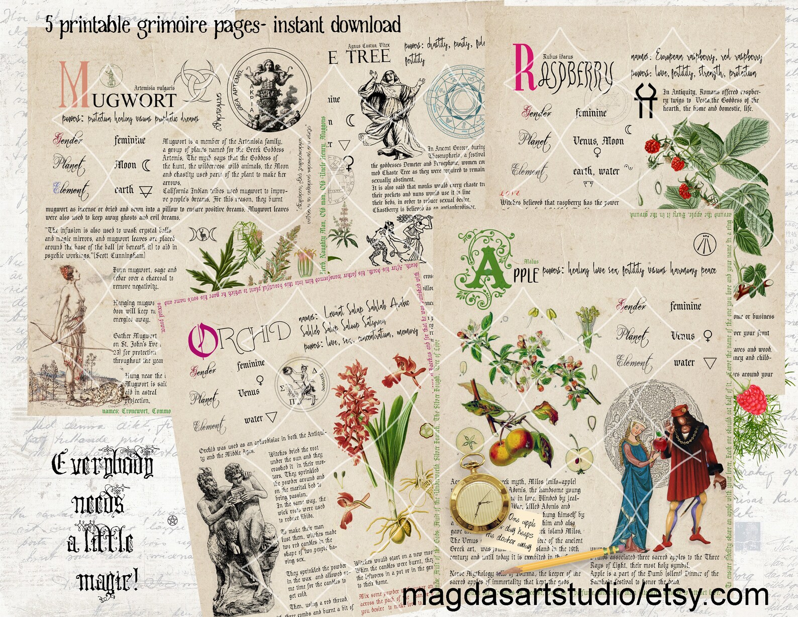 Book of Shadows, Printable, Grimoire Pages, Herbs, Witchcraft, Herb ...