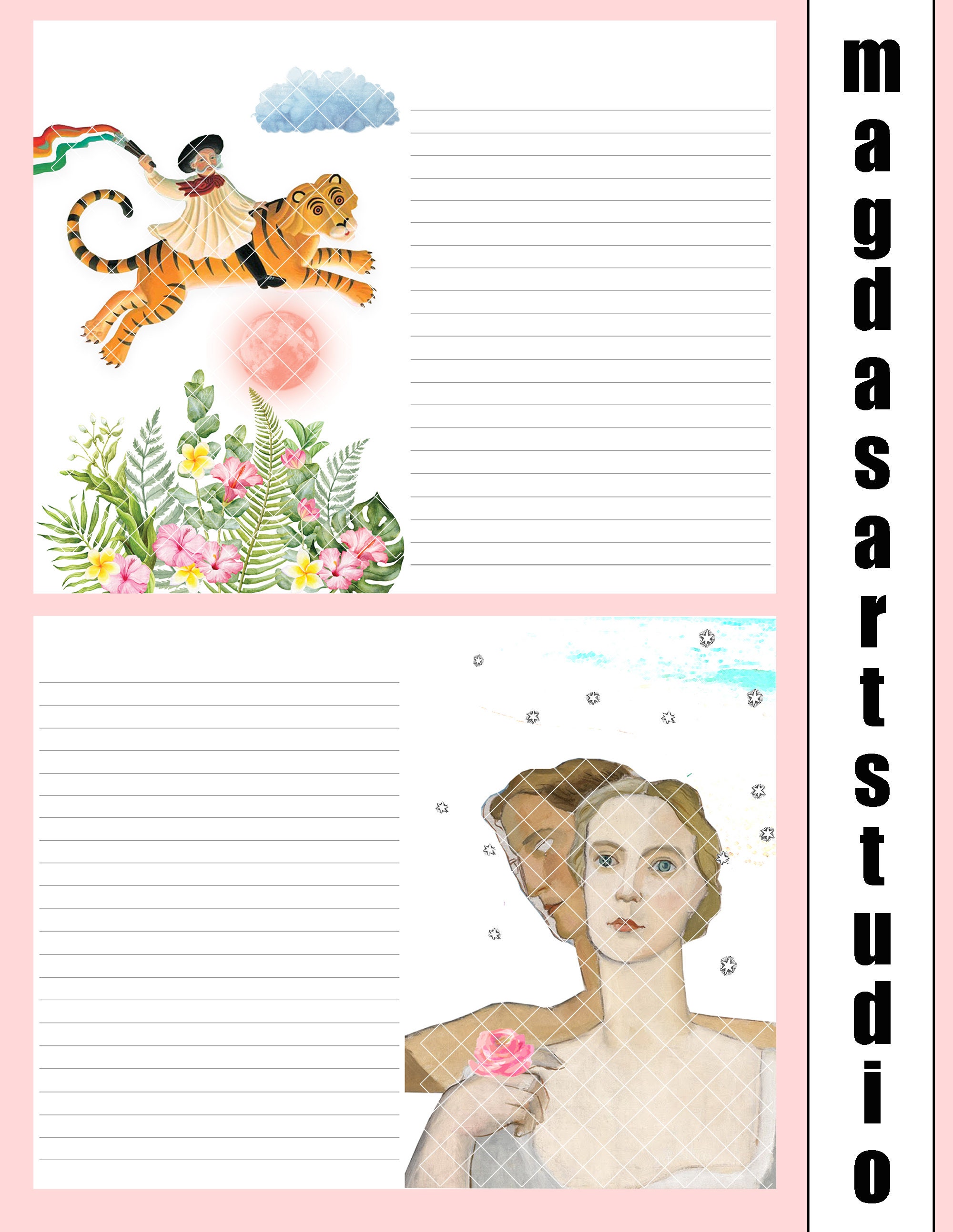 Journal Kit Printable Art Journal 16 Pages With 16 | Etsy