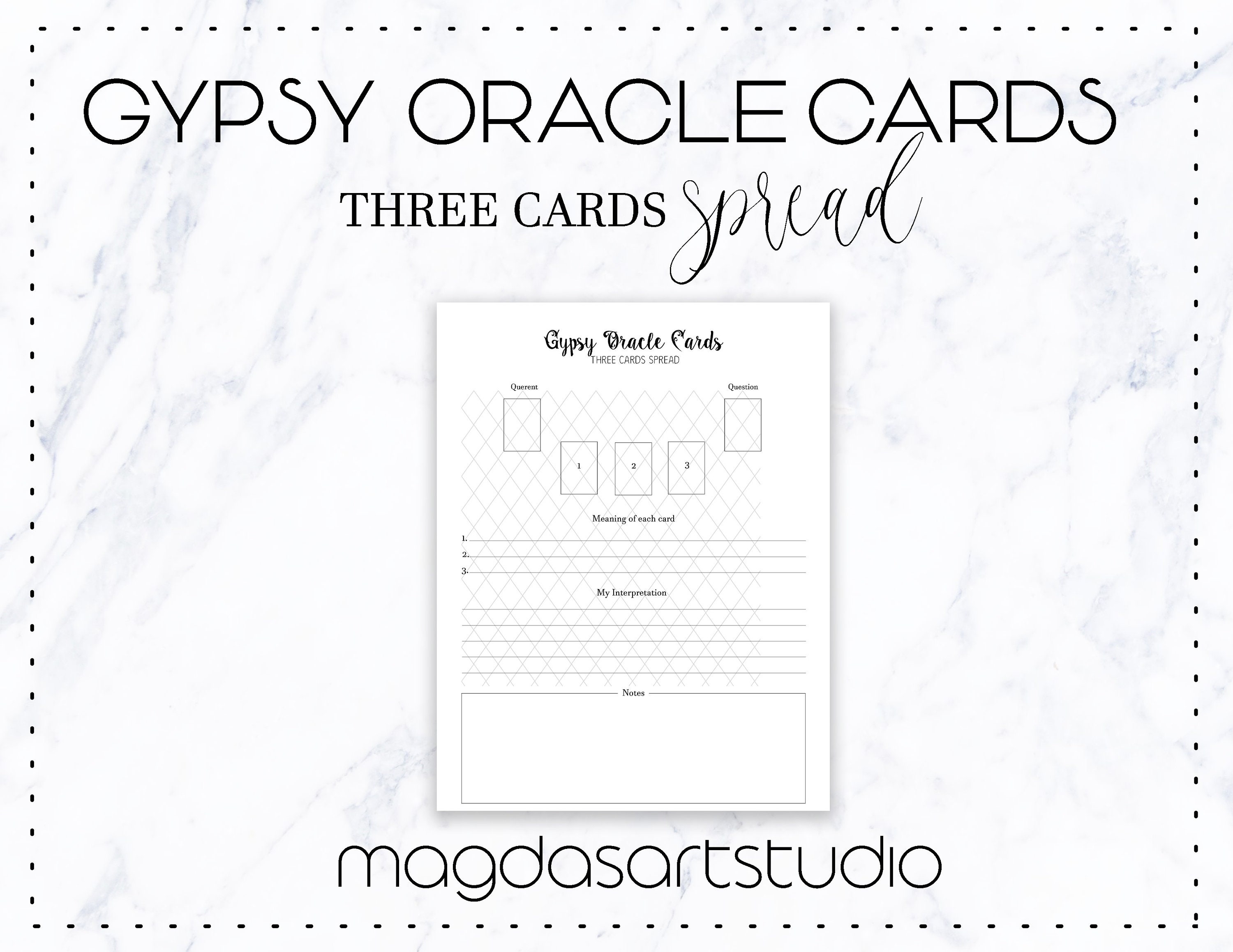 Gypsy Oracle Cards Spreads Worksheets Printable Tarot | Etsy UK