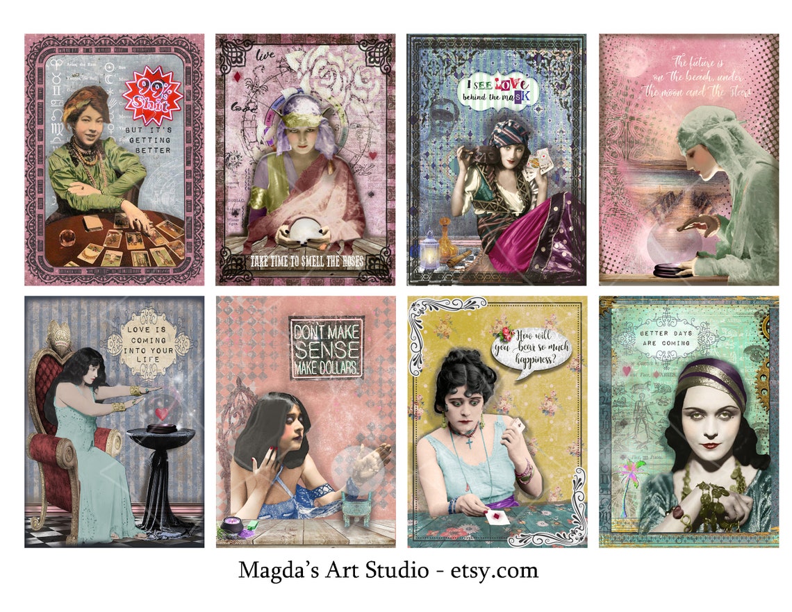 Digital Collage Sheet ATC Fortune Tellers Fortune Teller - Etsy