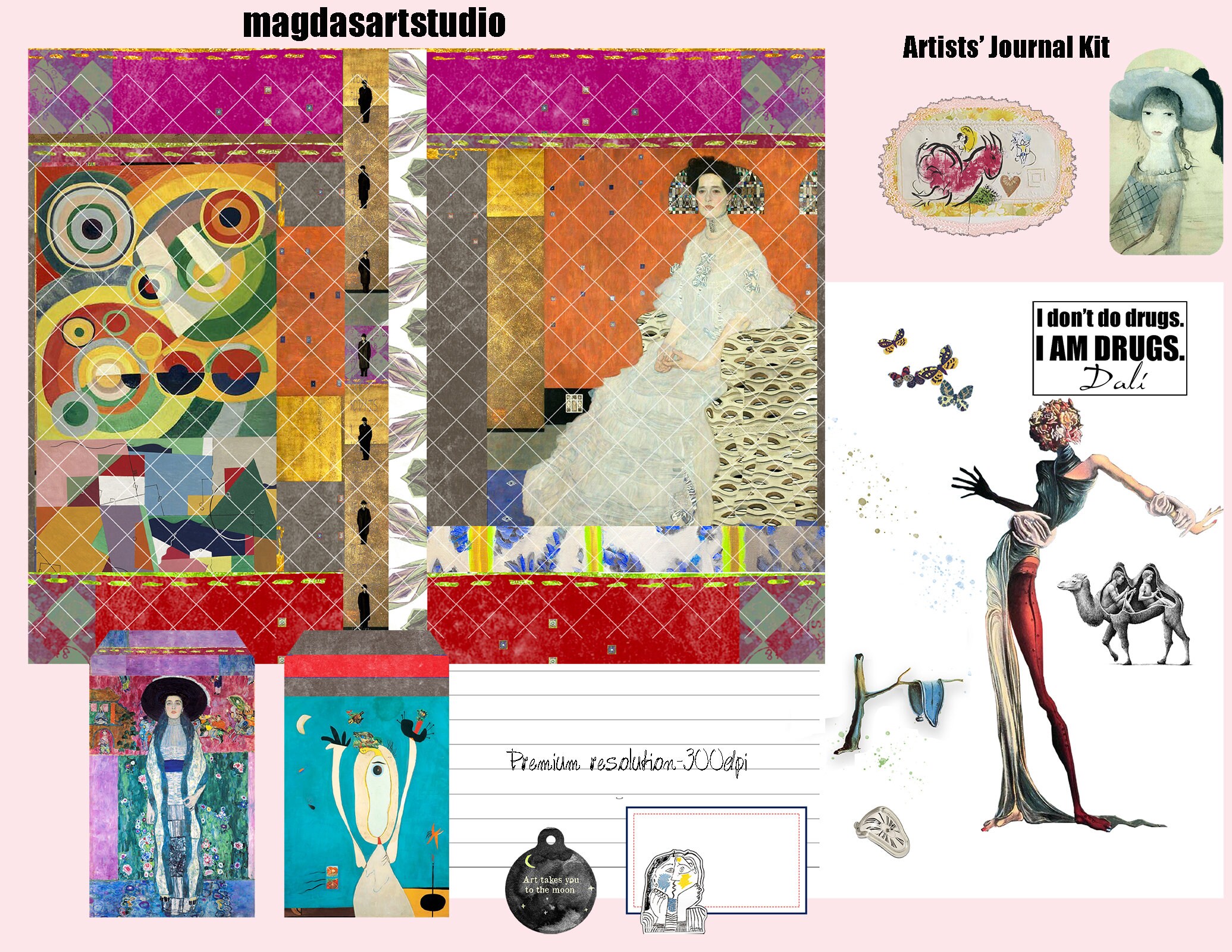 Journal Kit Printable Art Journal 16 Pages With 16 | Etsy