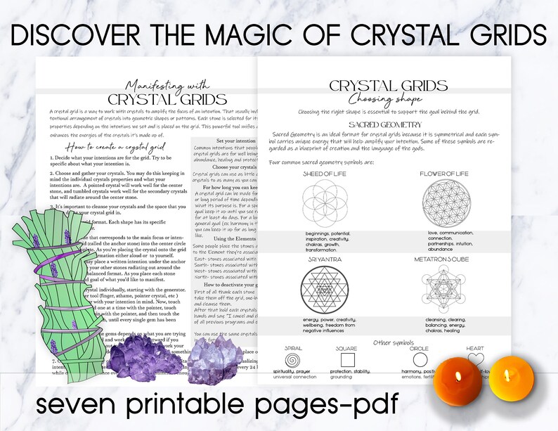 Crystals Printable Pages Crystal Grids Crystal Magic - Etsy