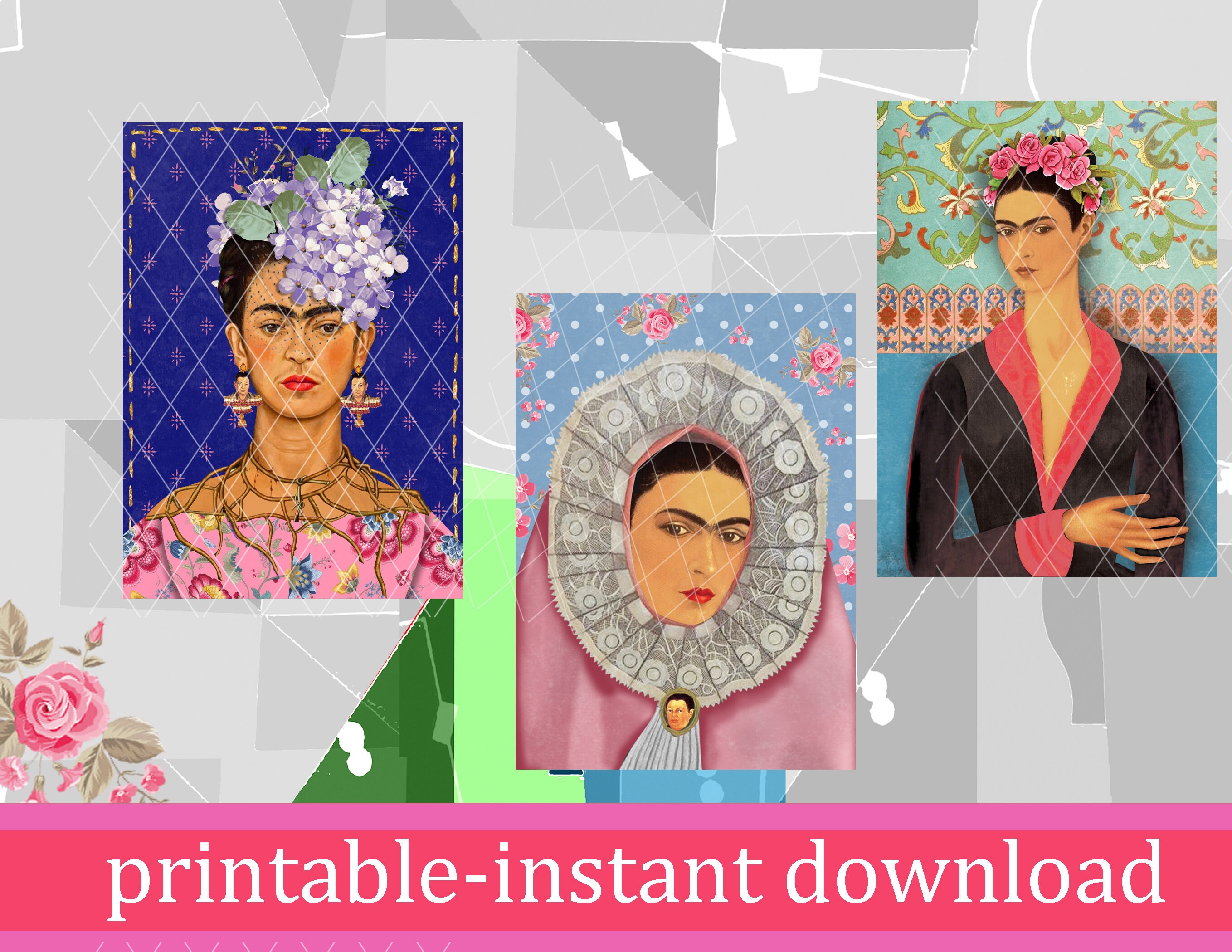 Frida Kahlo, Digital Collage Sheet, Atc, Cards, Aceo, Printable ...