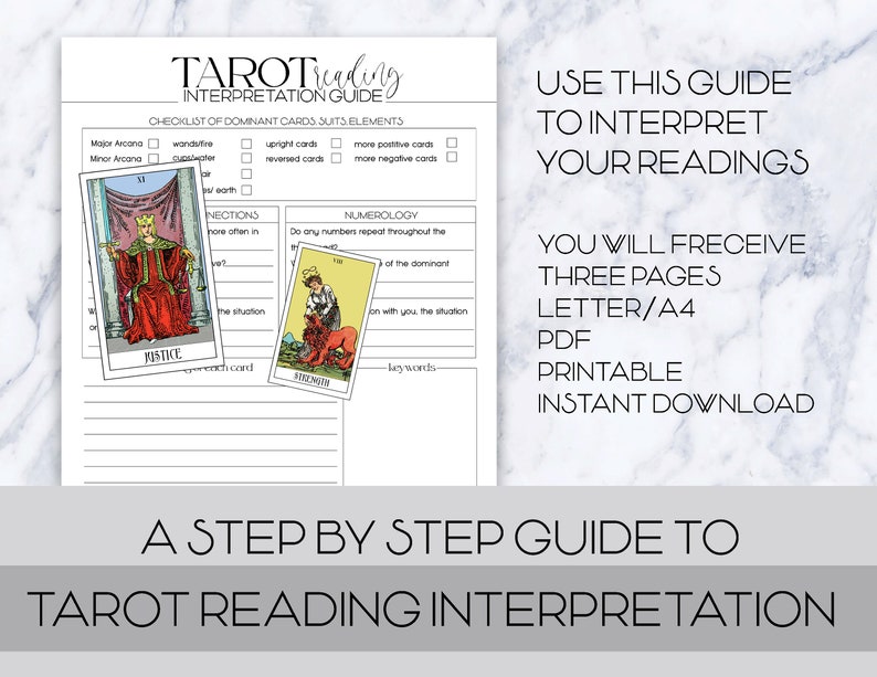 Tarot Journal Printable Pages Tarot Worksheet Tarot Reading - Etsy