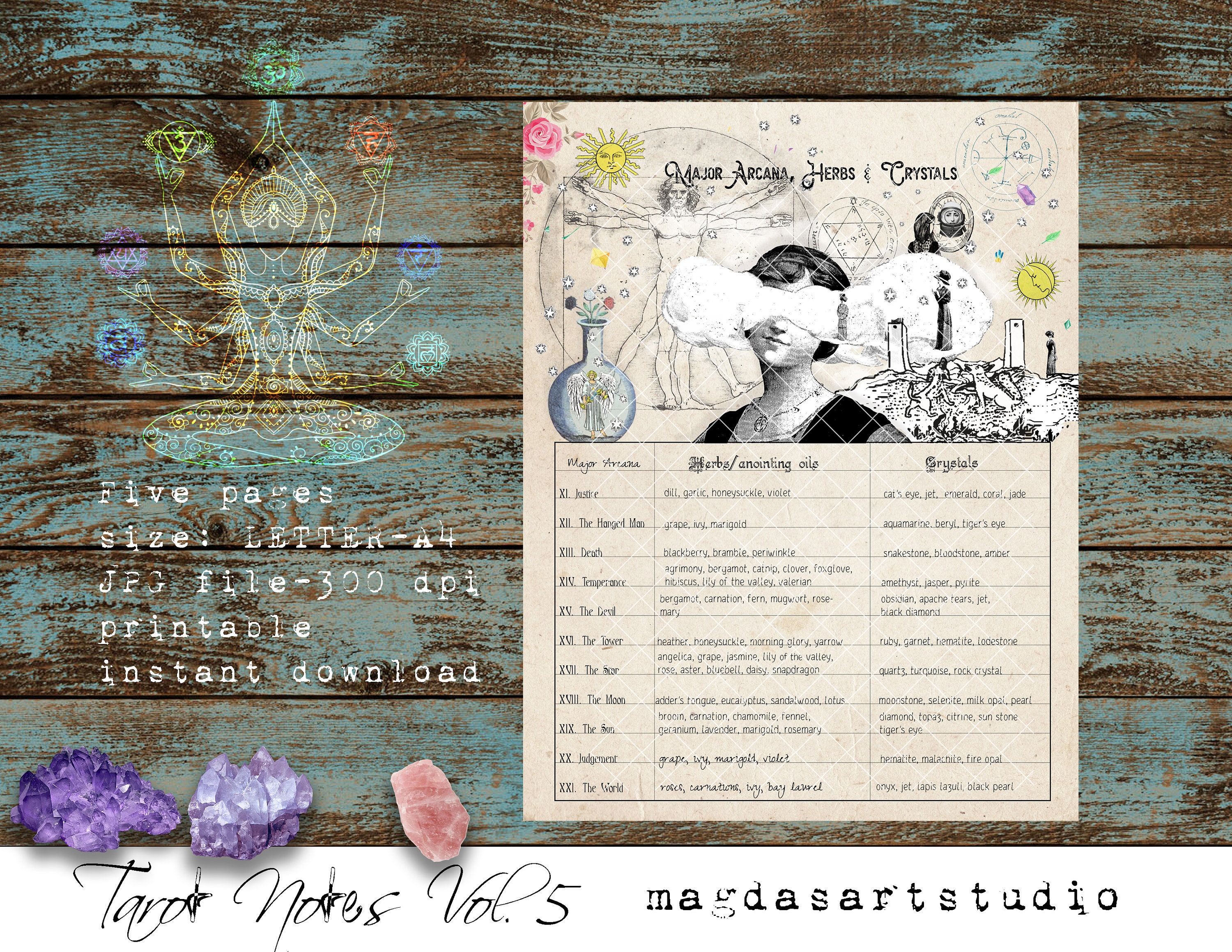 Tarot Notes Vol.5, Printable Pages, Tarot, Tarot, Crystals and Herbs ...