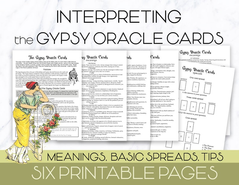 Gypsy Oracle Cards, Printable, Meanings, Spreads, How to Read, Sibylle ...
