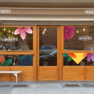 Fall Flower Sticker Window / Vinyl Decals for Showcase / Stained-glass ...