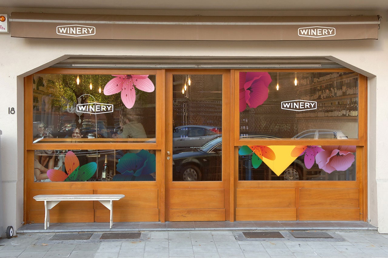 Fall Flower Sticker Window / Vinyl Decals for Showcase / Stained-glass ...