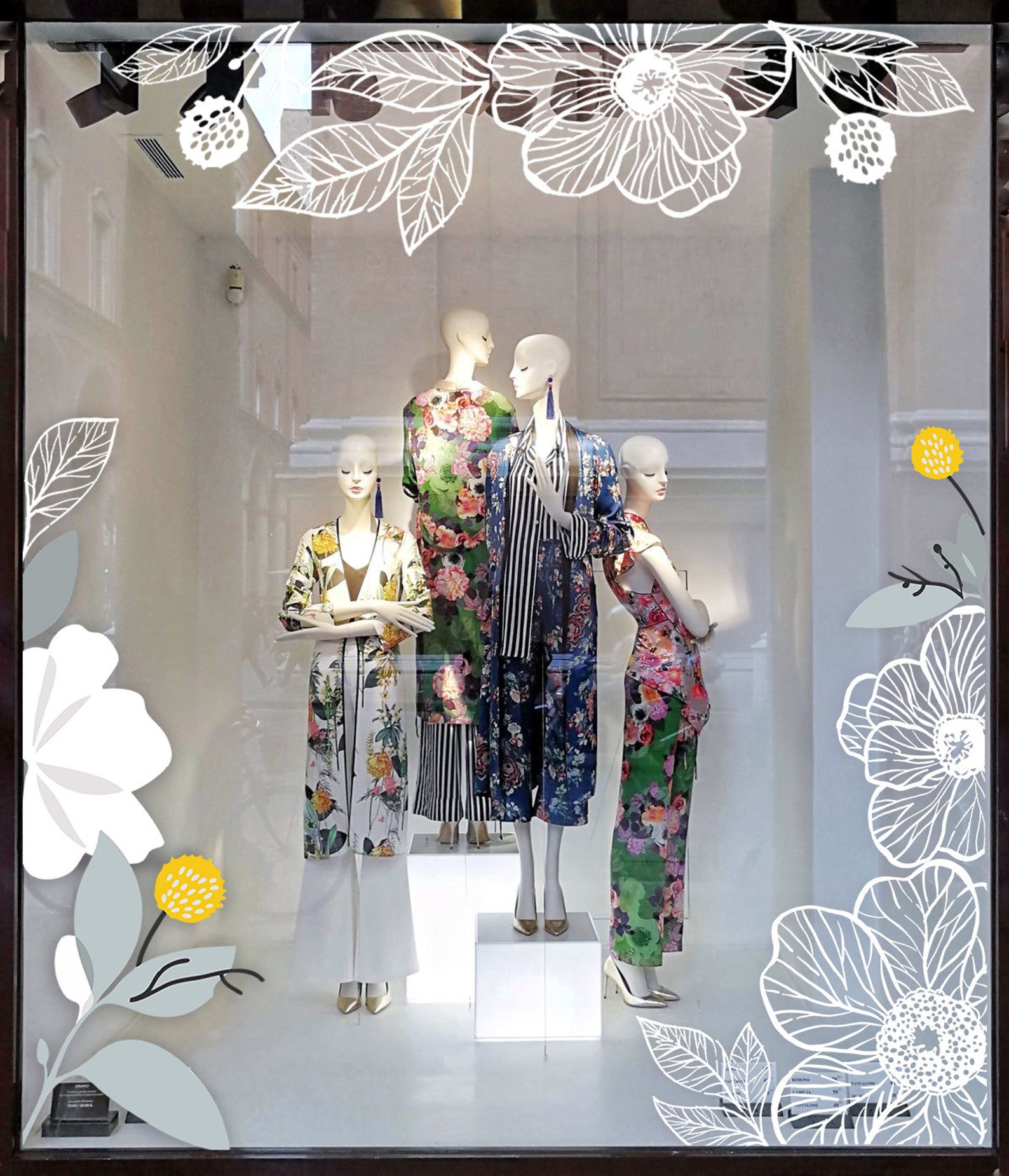 Outlines White Flowers, Flat Color Floral Design/ Vector File for the ...