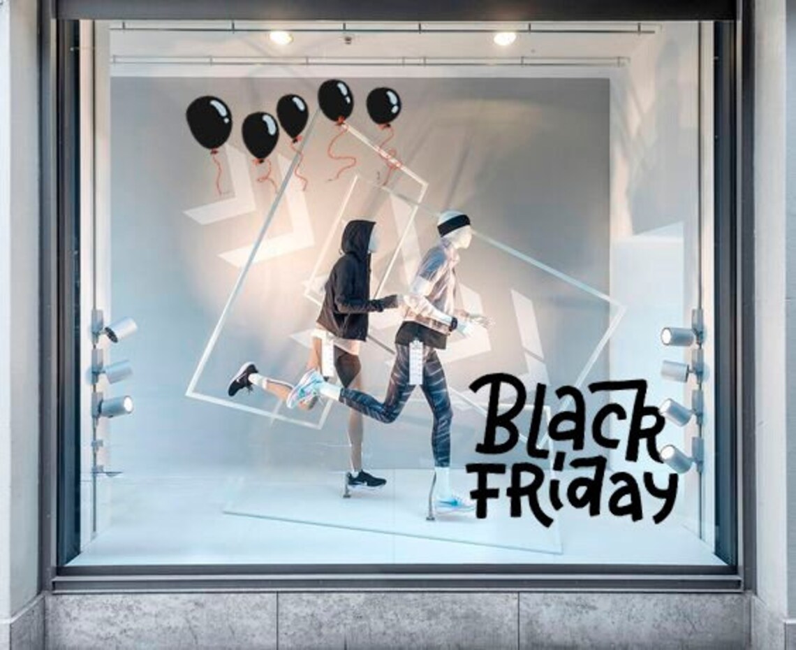 Three Types of Black Friday Sale Sticker, Gold, Black / Storefront ...