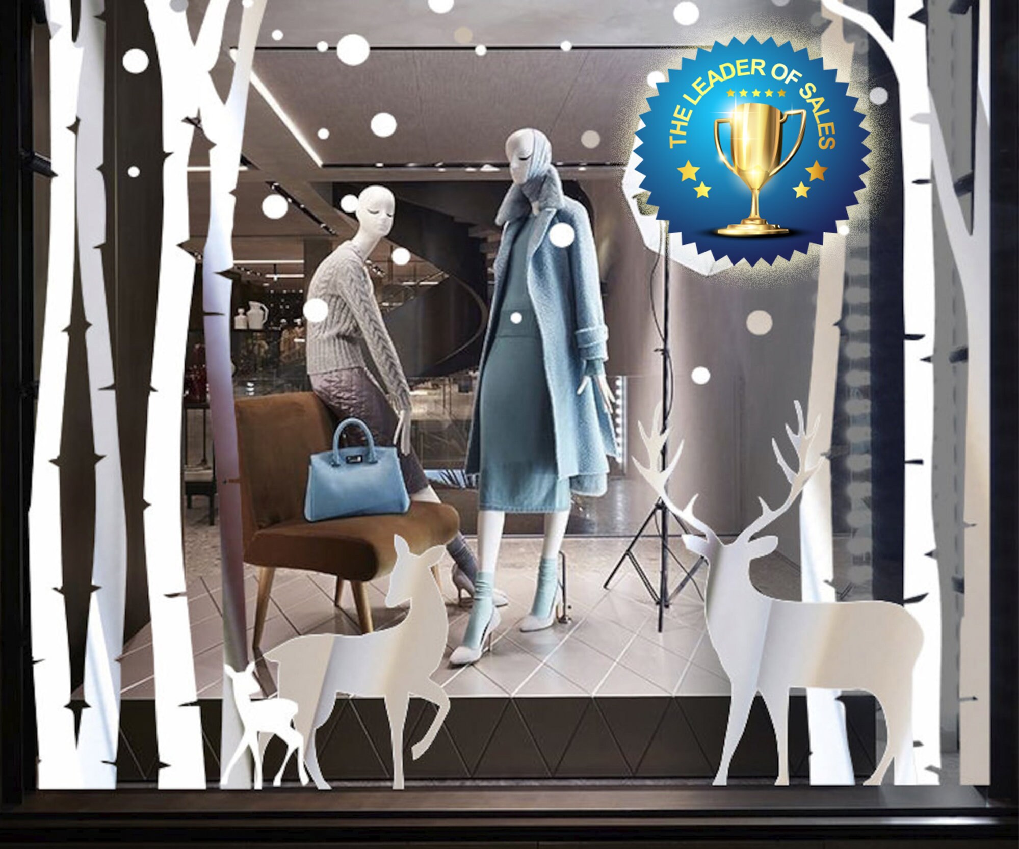 Trees, deers and snow, Forest Winter Christmas, New Year / vinyl Decals ...