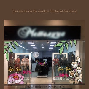 Flowers and Leaves Decals for Decor Window Display / Showcase / Vinyl ...