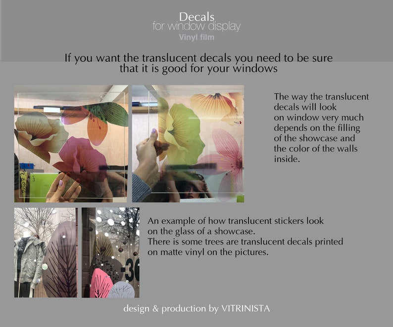 Summer Autumn Flowers Decals for Decor Window Display / Showcase ...