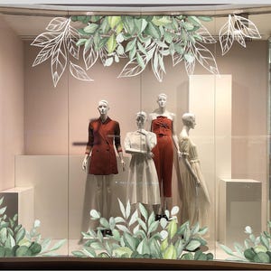 Spring-summer Greenery Sticker Design – Boutique Window Display Floral ...